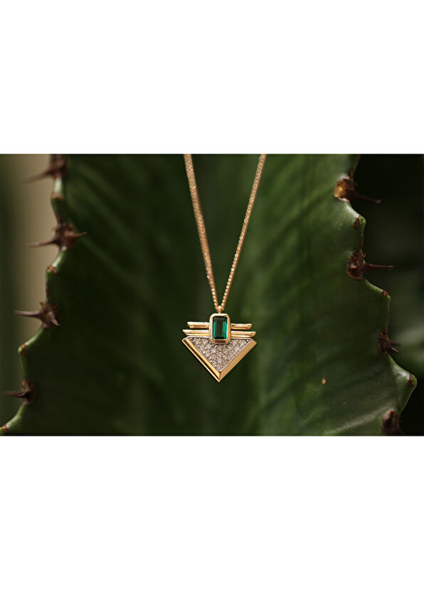 Reis Kuyumculuk Sarı Altın Kadın Prego Green ve Pırlanta Taş 14 Ayar ...