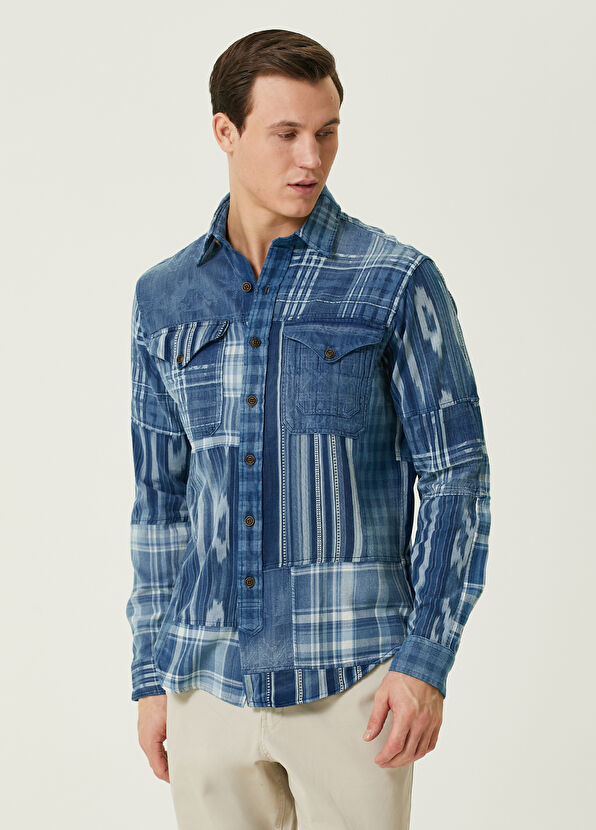 Polo Ralph Lauren - Indigo Patchwork Desenli Gömlek - İndigo