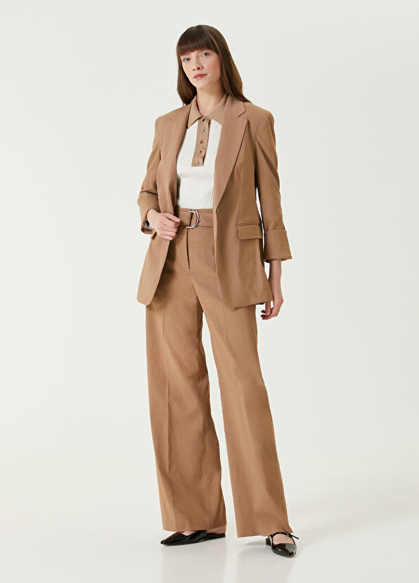 Boss - Camel Keten Blazer - Kamel