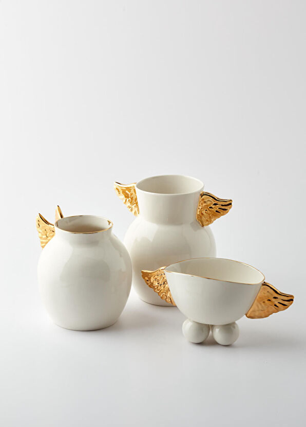 Maji Atelier - Bird Bej Porselen Vazo - Bej