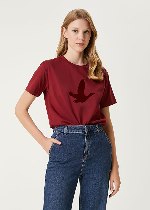 Beymen Club - Bordo Logo Baskılı T-shirt - Bordo