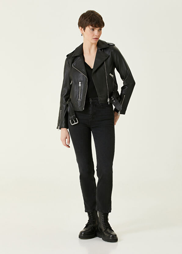 AllSaints Siyah Kadın Siyah Kruvaze Deri Ceket 1452674 | Beymen