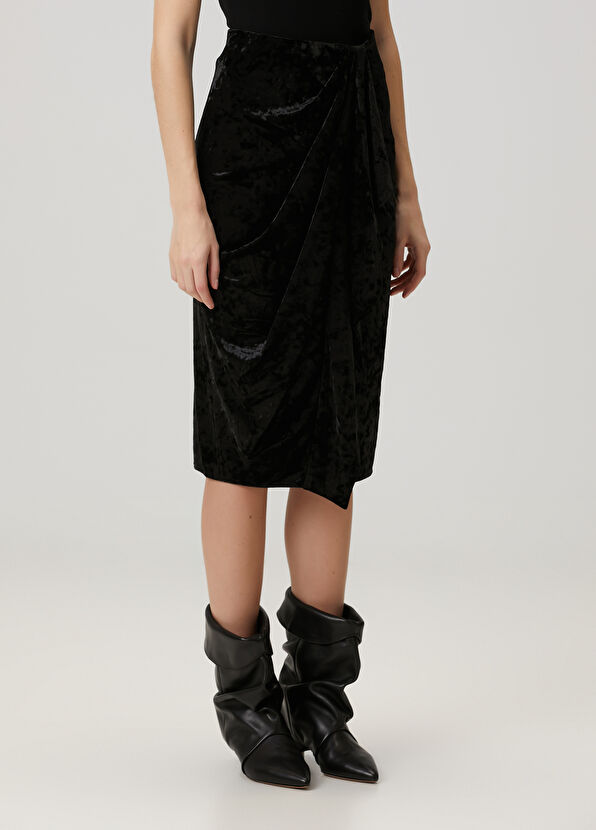 Etoile Isabel Marant - Alyssa Siyah Midi Kadife Etek - Siyah