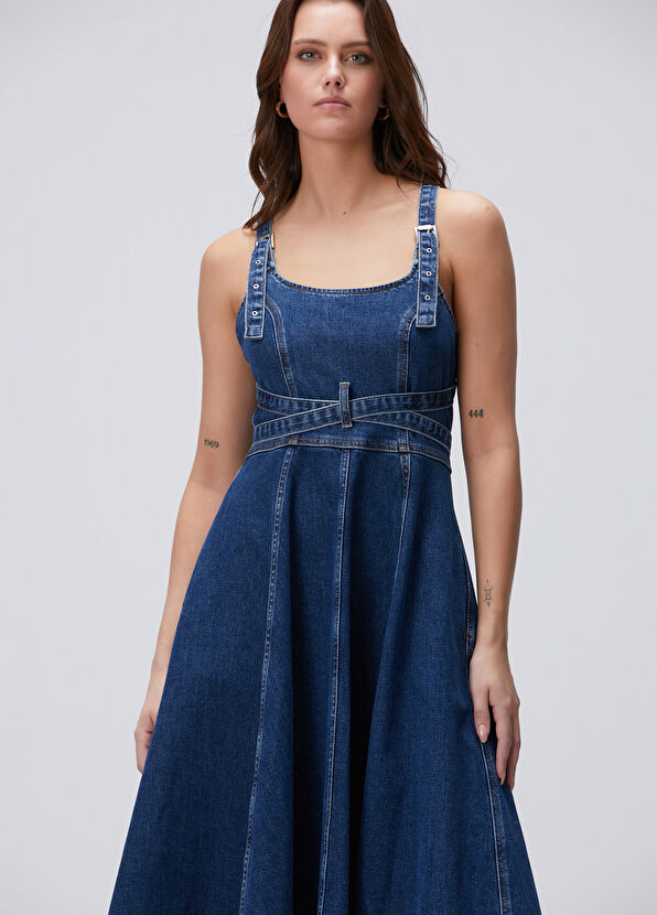 Network İndigo Kadın İndigo Midi Denim Elbise 1664039 | Beymen