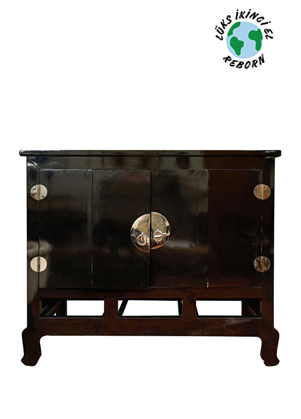 Beymen Reborn - Far East Wooden Black Lacquered Double Door Cabinet Console