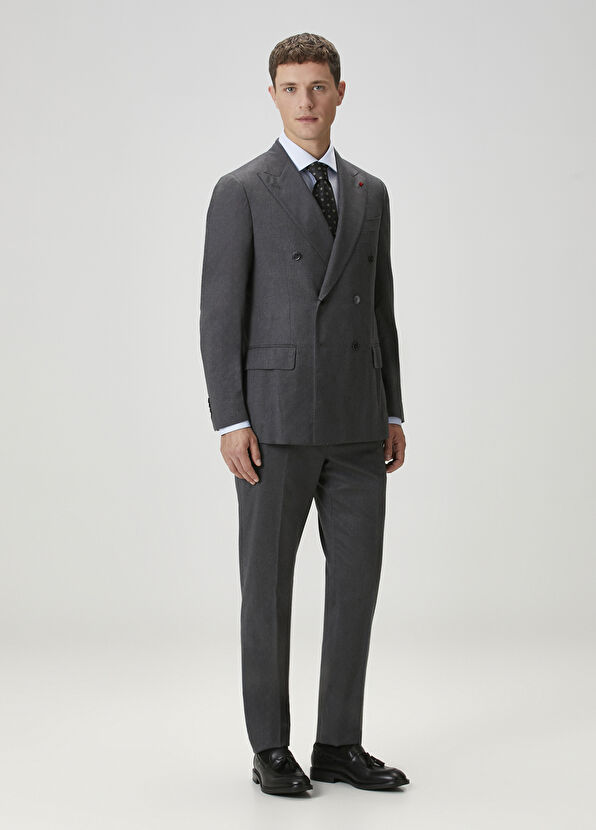 Gray Isaia Gray Men Grey Wool Double-Breasted Suit 1815631 | Beymen