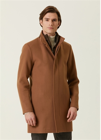 Network Erkek Slim Fit Camel Palto Kahverengi 58 EU