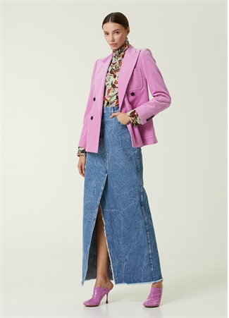 Dries Van Noten Kadın Mavi Yırtmaçlı Jean Midi Etek 36 IT Dries Van Noten Kadın Mavi Yırtmaçlı Jean Midi Etek 36 IT