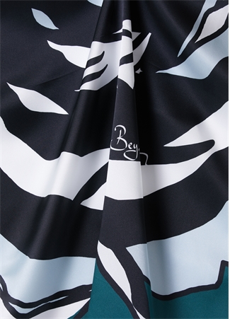 Beymen Kadın Yeşil Çiçek Desenli 90x90 cm Saten İpek Eşarp EU