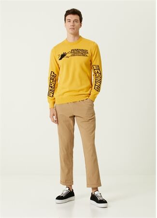 Academia Erkek Sarı Slogan Baskılı Triko XS EU