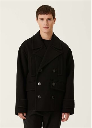 Valentino Erkek Siyah Yün Kaban 46 IT