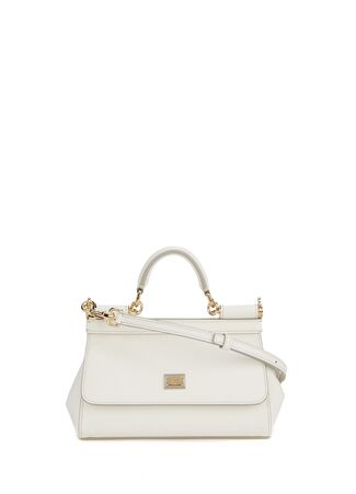 Dolce&Gabbana Kadın Sicily Beyaz Deri Omuz Çantası EU
