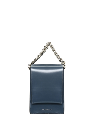 Academia Kadın Laminated Zincir Detaylı Deri Omuz Çantası Mavi Eu
