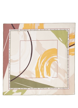 Beymen Kadın Haki Geometrik Desenli Twill İpek 90x90 cm Eşarp EU