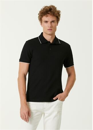 Beymen Club Erkek Slim Fit Siyah Polo Yaka Dokulu T-shirt S