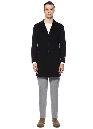 Isaia Erkek Lacivert Kelebek Yaka Yün Palto 54 IT Isaia Erkek Lacivert Kelebek Yaka Yün Palto 54 IT