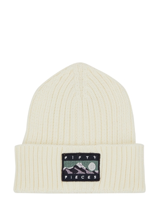 Fifty Pieces Kadın Ekru Çizgi Dokulu Logolu Bere Bej EU