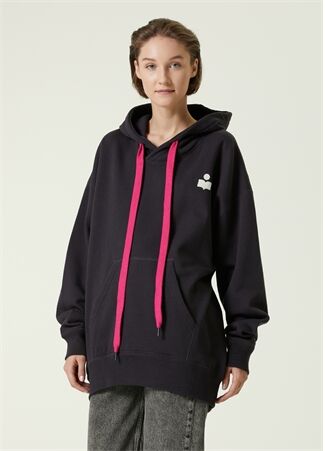 Etoile Isabel Marant Kadın Siyah Kapüşonlu Logolu Sweatshirt 36 FR