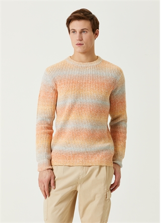 Scotch & Soda Erkek Somon Bej Çizgili Kazak Turuncu S EU Scotch & Soda Erkek Somon Bej Çizgili Kazak Turuncu S EU