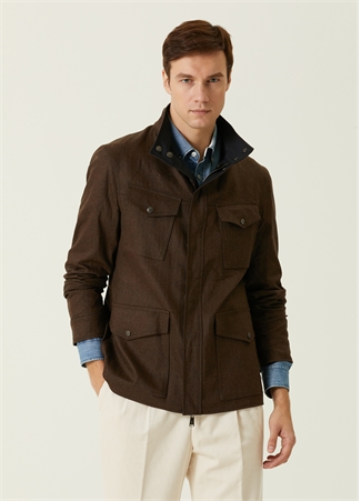 Lardini Erkek Kahverengi Lacivert Çift Taraflı Yün Kaban 48 IT Lardini Erkek Kahverengi Lacivert Çift Taraflı Yün Kaban 48 IT