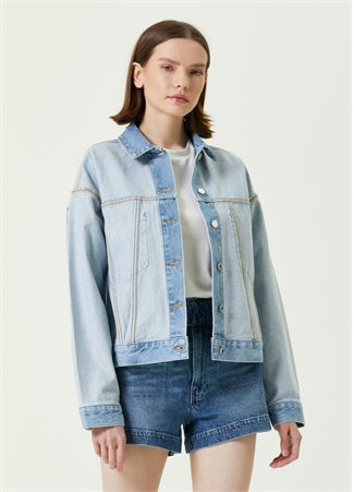 Helmut Lang Kadın Mavi Dikiş Detaylı Jean Ceket XS EU Helmut Lang Kadın Mavi Dikiş Detaylı Jean Ceket XS EU
