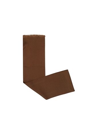 Pal Zileri Erkek Kahverengi Geometrik Desenli İpek Atkı EU