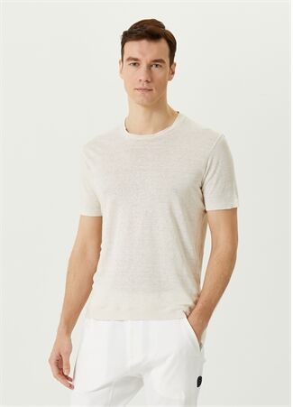 Boglioli Erkek Beyaz Keten T-shirt S EU