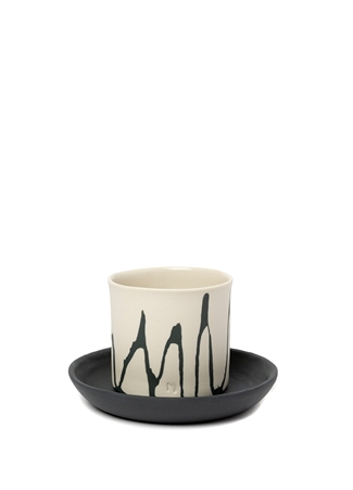 Masuma Ceramics Noir Siyah Beyaz Espresso Fincan