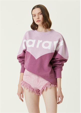 Etoile Isabel Marant Kadın Houston Pembe Bisiklet Yaka Logolu Sweatshirt 36 FR