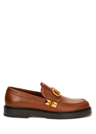 Valentino Garavani Erkek Taba Logo Bantlı Deri Loafer Kahverengi 42 EU Valentino Garavani Erkek Taba Logo Bantlı Deri Loafer Kahverengi 42 EU