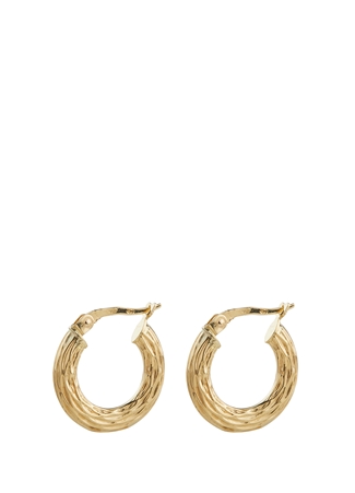 Collection Kadın Çizgi Desenli Halka Formlu Altın Rengi Küpe EU