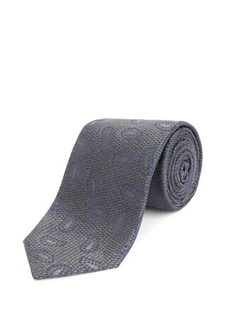 Beymen Collection Erkek Gri Şal Desenli İpek Kravat EU IT