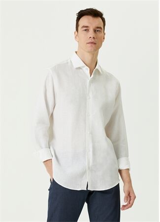 Z Zegna Erkek Beyaz Keten Gömlek L It