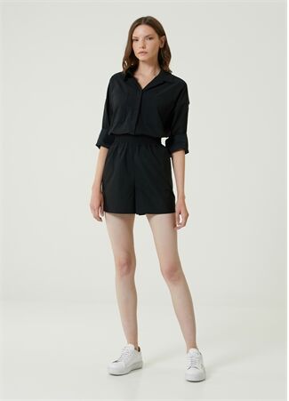 Academia Kadın Siyah Beli Lastikli Şort 42