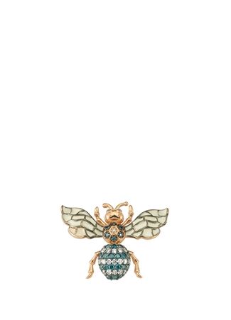 Bee Goddess Kadın Honey Arı Formlu Pırlantalı Altın Rengi Küpe Pembe EU