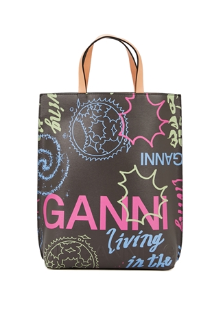 Ganni Kadın Colorblocked Logo Baskılı Çanta EU Ganni Kadın Colorblocked Logo Baskılı Çanta EU
