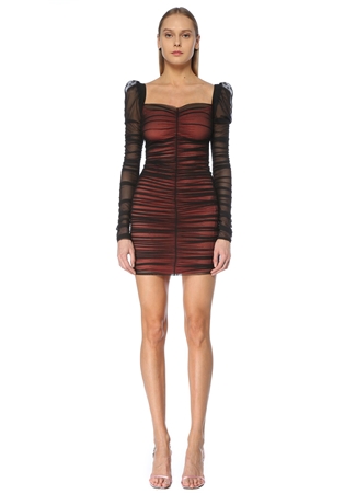 Cup of Stars Kadın Lilith Siyah Drapeli Mini Tül Kokteyl Elbise 36 EU