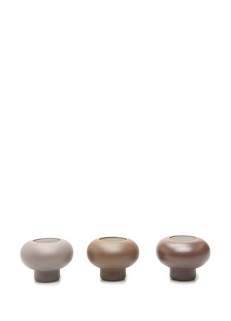 Broste Copenhagen Colorblocked 3lü Porselen Mumluk Seti Kahverengi Broste Copenhagen Colorblocked 3lü Porselen Mumluk Seti Kahverengi