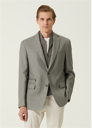 Pal Zileri Erkek Gri Kelebek Yaka Keten Ceket 50 IT Pal Zileri Erkek Gri Kelebek Yaka Keten Ceket 50 IT