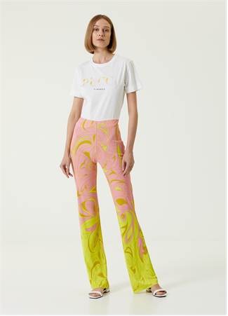 Emilio Pucci Kadın Pembe Sarı Degrade Yüksek Bel Desenli Pantolon 42 IT Emilio Pucci Kadın Pembe Sarı Degrade Yüksek Bel Desenli Pantolon 42 IT