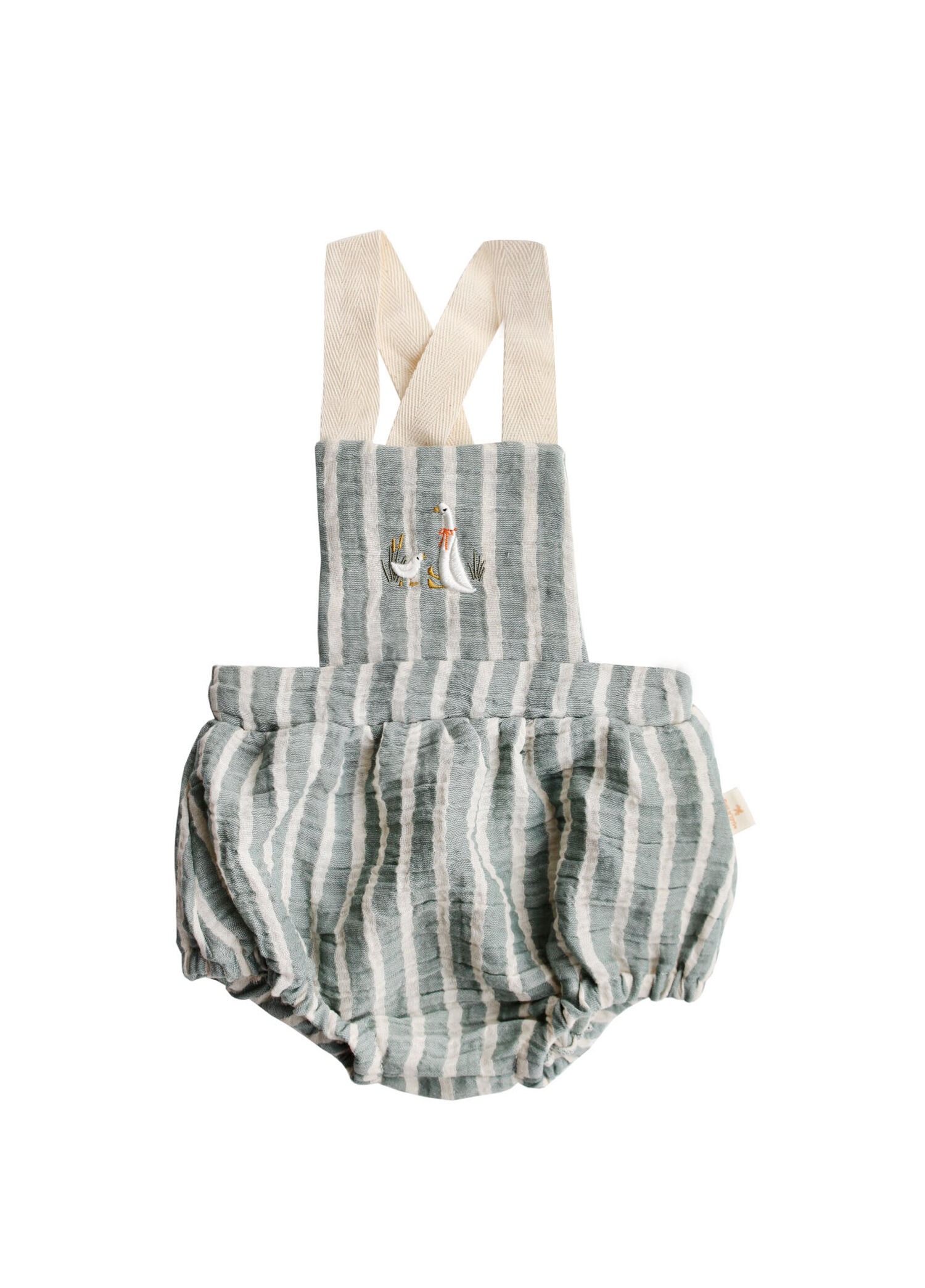 Miela Kids - Anne Kaz Nakışlı Mint Müslin Unisex Bebek Salopet - Mint