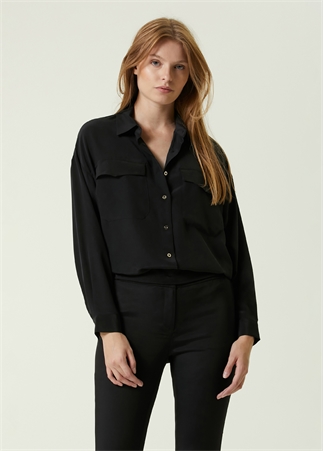 Network Kadın Regular Fit Siyah İpek Gömlek L EU Network Kadın Regular Fit Siyah İpek Gömlek L EU