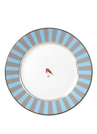 Pip Studio Love Bird Mavi Haki Çizgili Kahvaltı Tabağı
