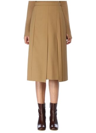 Joseph Kadın Kamel Pilili Yırtmaç Detaylı Midi Etek Kahverengi 34 FR