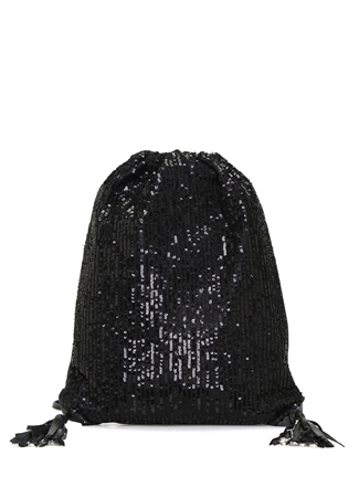 Academia Kadın Siyah Payetli Deri Sırt Çantası EU