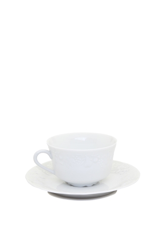 Philippe Deshoulieres Beyaz Tabaklı Porselen Çay Fincanı Çok Renkli