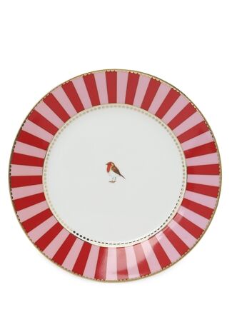Pip Studio Love Bird Kırmızı Pembe Çizgili Kahvaltı Tabağı Pip Studio Love Bird Kırmızı Pembe Çizgili Kahvaltı Tabağı
