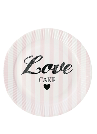 Miss Etoile 8li Pembe Love Cake Baskılı Kağıt Tabak Seti Miss Etoile 8li Pembe Love Cake Baskılı Kağıt Tabak Seti