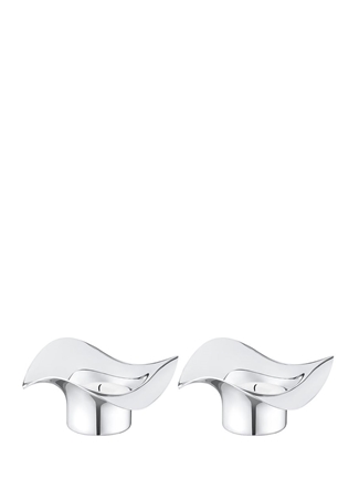 Georg Jensen Cobra Silver 2li Çelik Şamdan Seti Gri Georg Jensen Cobra Silver 2li Çelik Şamdan Seti Gri