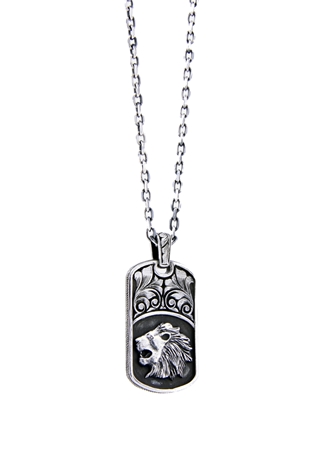 Boga Erkek Lion Bubble İşlemeli Gümüş Rengi Kolye Gri EU